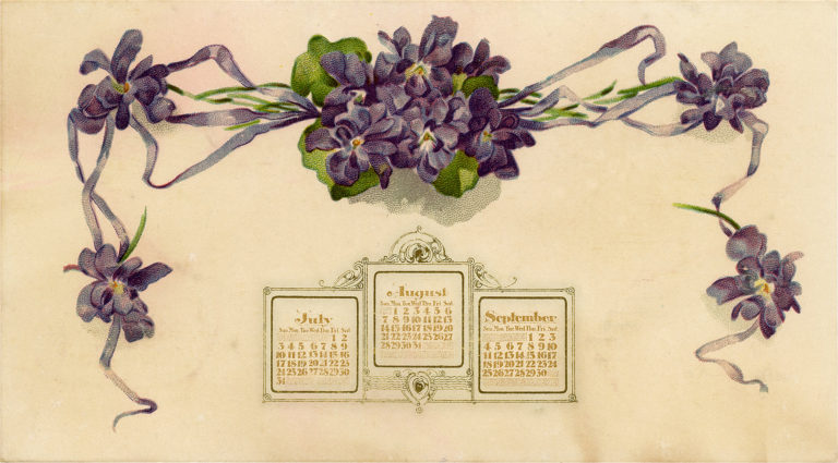 1898 Printable Violets Calendar - 9 Image Set! - The Graphics Fairy