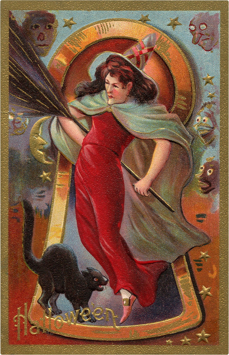 12+ Red Vintage Witches: (Halloween!) - The Graphics Fairy