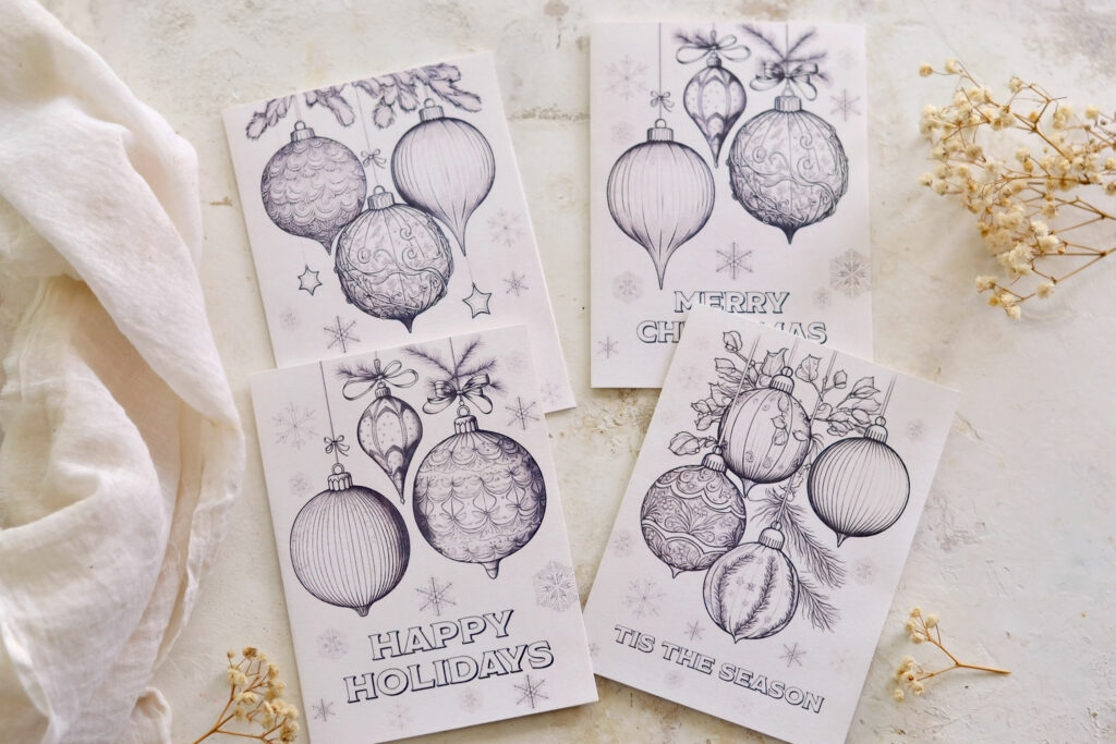 Christmas Card Coloring Pages! - The Graphics Fairy
