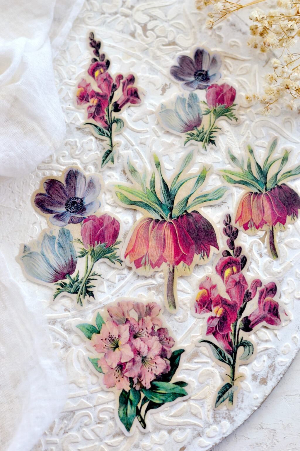 DIY Vintage Flower Stickers - The Graphics Fairy