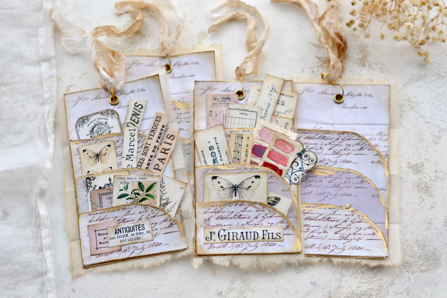 French Script Triple Pocket Journal Tags! - The Graphics Fairy